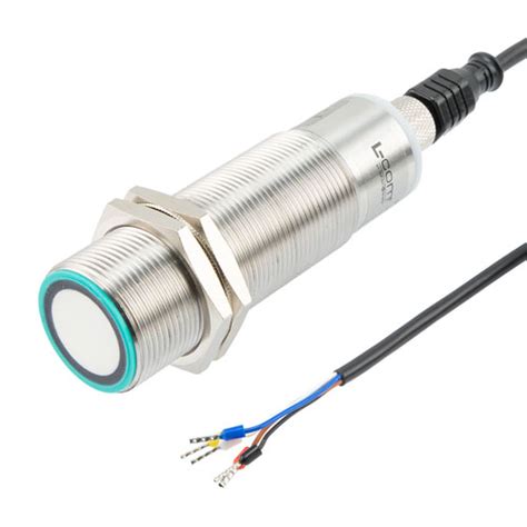 Ultrasonic Proximity Sensor Cylindrical M30 Threaded Ni Plated Brass 4 20 Ma Sensing Range