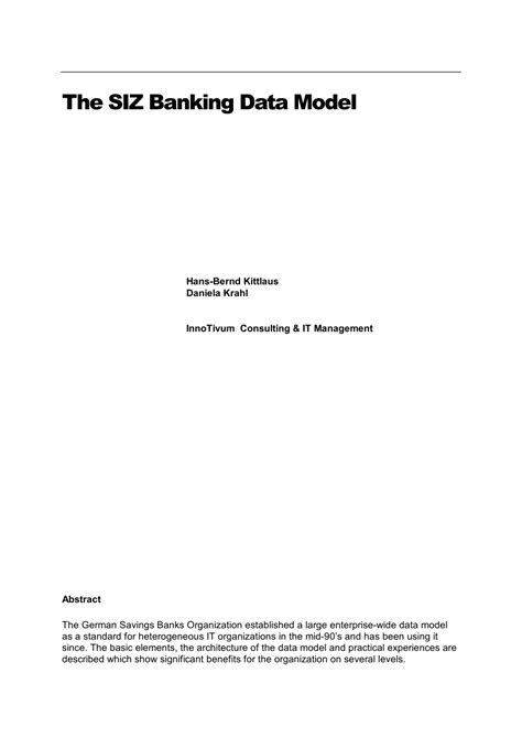 Pdf The Siz Banking Data Model