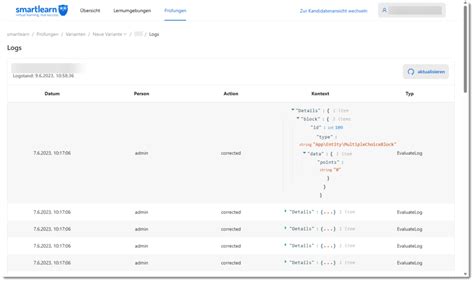 Smartlearn Erweiterung Log Funktion And Automatische Korrektur Bei