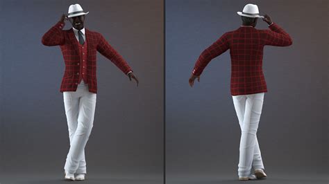 늙은 아프리카 미국 남자 파티 복장 춤 3d 모델 169 3ds Blend C4d Fbx Max Ma Lxo Obj Gltf Upk