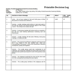 Decision Log Templates 12 Free Docs Xlsx PDF Formats Samples