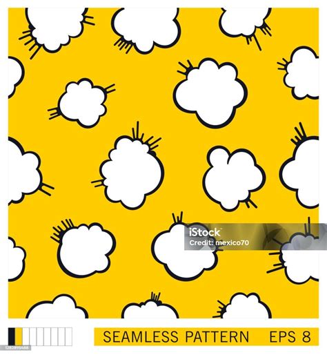 매끄러운 패턴 디자인 만화 스타일의 폭발에서 연기 벡터 템플릿 구름에 대한 스톡 벡터 아트 및 기타 이미지 구름 그래픽 프린트 그리기 Istock