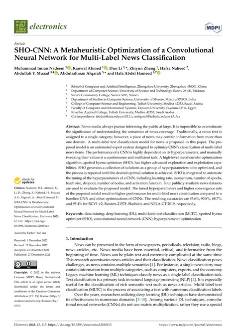 Pdf Sho Cnn A Metaheuristic Optimization Of A Convolutional Neural Network For Multi Label