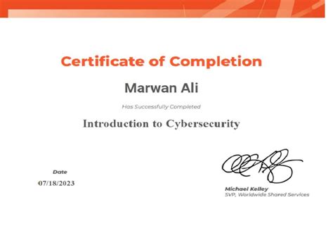 Introduction Of Cybersecurity Completion Certificate Drmohamed Ibrahim