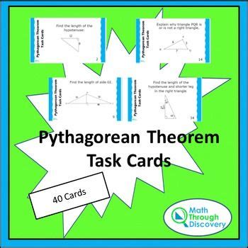 Geometry Pythagorean Theorem Task Cards Pythagorean Theorem Task