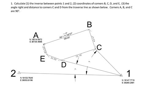 Solved Calculate 1 ﻿the Inverse Between Points 1 ﻿and