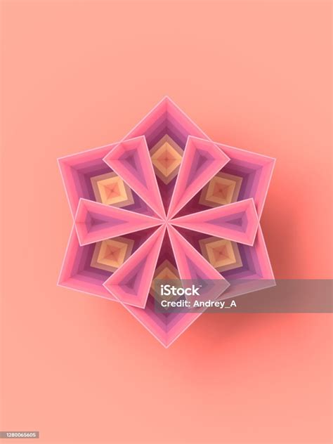 기하학적 양식화 꽃의 추상적 패턴 밝은 멀티 컬러 배경 디지털 일러스트를 렌더링하는 3d 0명에 대한 스톡 사진 및 기타 이미지 Istock