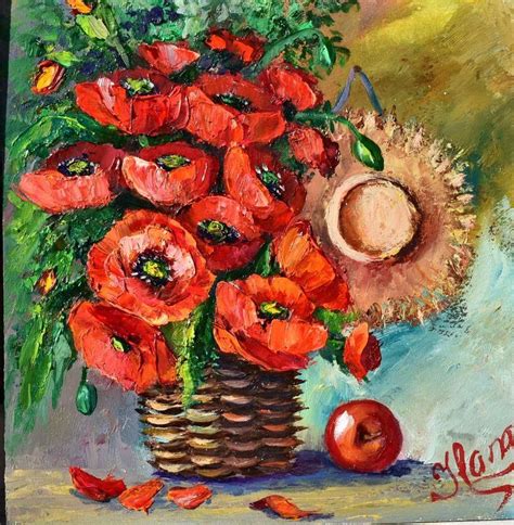 Маки в интерьере натюрморт мастихином оргалит 30х30см — цена 700 грн в каталоге Картины Купить