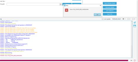 Solved Unable To Start Fus Stmicroelectronics Community