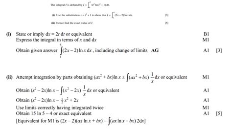 Integration Past Paper Questions For A Level Maths Cambridge 9709