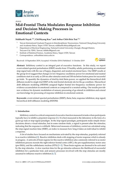 Pdf Mid Frontal Theta Modulates Response Inhibition And Decision Making Processes In Emotional