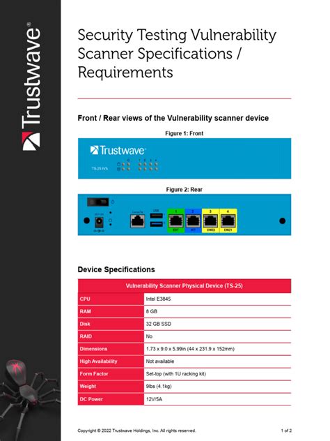 Securitytestingvulnerabilityscannerspecificationsandrequirements August2022 Pdf