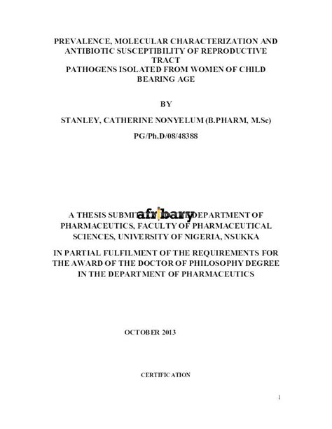 Prevalence Molecular Characterization And Antibiotic Susceptibility Of Reproductive Tract