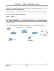 241 Lab5 ACL NAT Instructions Docx 241 Lab 5 ACLs And NAT Instructions As You Know From