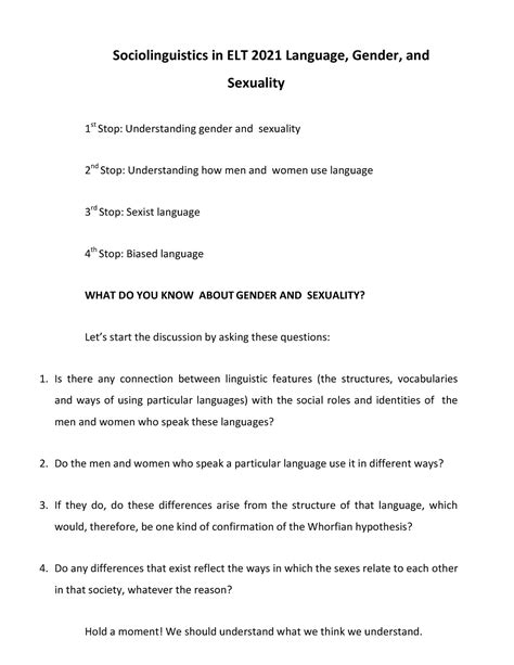Language Gender And Sexuality Sociolinguistics In Elt 2021 Language Gender And Sexuality 1