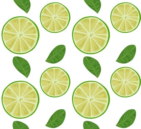 Premium Vector Round Lime Slices With Lime Leaves Seamless Pattern In Vector Popular Pattern