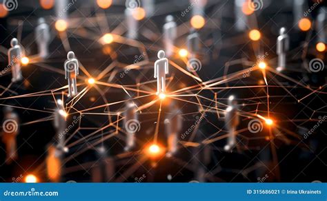 Digital Human Network Visualization In Futuristic Style Conceptual Image Of Social Connections