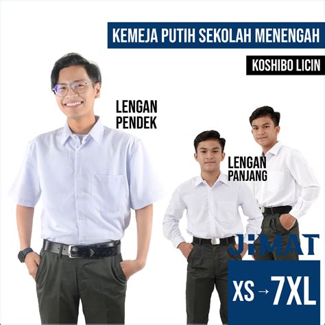 Kemeja Putih Sekolah Menengah Koshibo Licin White School Shirt Baju Sekolah Menengah