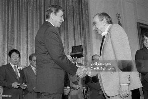 President Reagan Greets Edward Teller Father Of The Hydrogen Bomb