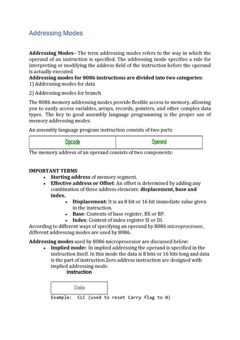 Addressing Modes Addressing Modes Addressing Modes The Term