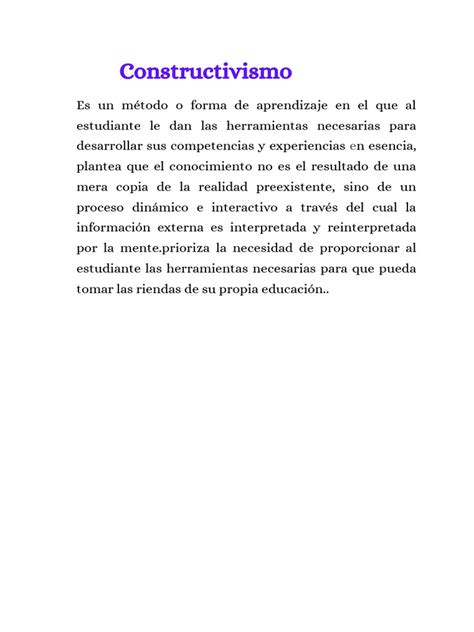 Análisis Del Constructivismo En Clase Pdf Constructivismo