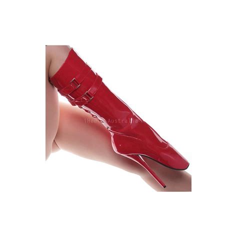Bondage Black Red Knee High Ballet Boots Back Lace Up Iheels Au