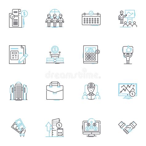 Economic Unit Linear Icons Set Profitability Efficiency