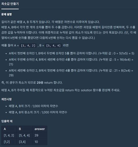 프로그래머스 최솟값만들기 java
