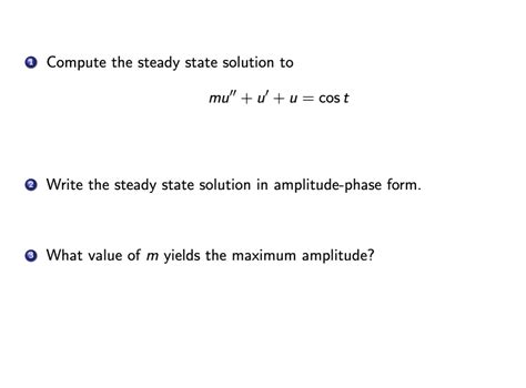 Solved Compute The Steady State Solution To Mu′′u′ucost