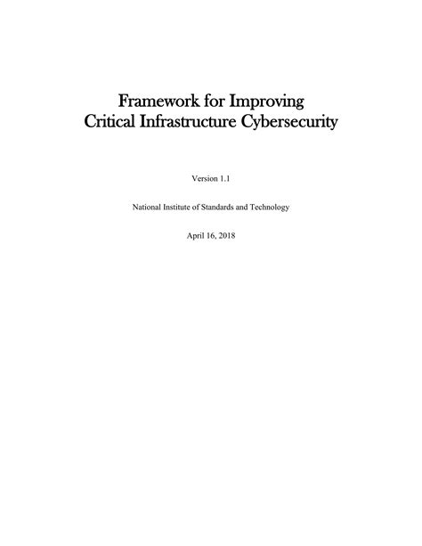 Framework For Improving Critical Infrastructure Cybersecurity Nist Cswp 04162018 Pdf