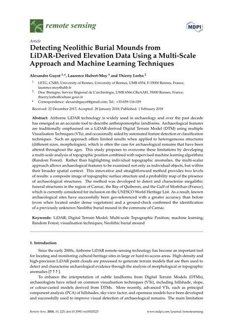 Pdf Detecting Neolithic Burial Mounds From Lidar Derived Elevation Data Using A Multi Scale