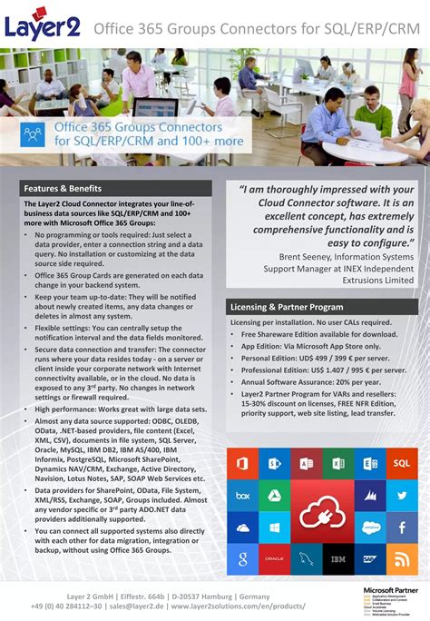 Office 365 Groups Connectors For Sql Erp Crm And 100 More Pdf Databases Computer Software