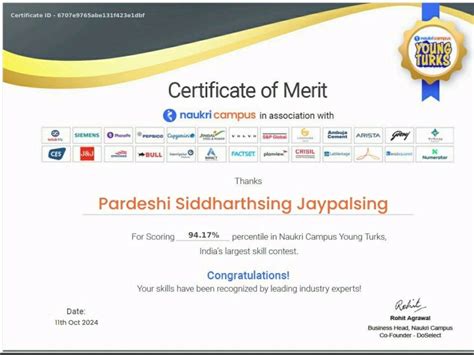 Siddharthsing Pardeshi On Linkedin Excited To Share That I Have Completed Round 1 In Naukri