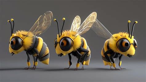 Premium Photo 3d Rendering Of A Cute And Friendly Bee With Big Eyes And A Fuzzy Body The Bee