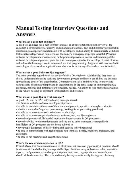Manual Testing Interview Questions And Answers Pdf