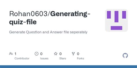 Github Rohan0603 Generating Quiz File Generate Question And Answer