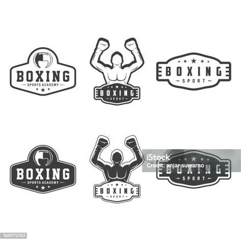 권투 클럽 엠블럼 세트 토너먼트 권투 아이콘 디자인 흰색 배경에 권투 글러브 벡터 권투 스포츠에 대한 스톡 벡터 아트 및 기타 이미지 권투 스포츠 조직된 단체