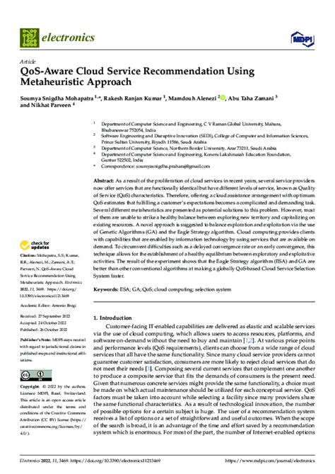 Pdf Qos Aware Cloud Service Recommendation Using Metaheuristic Approach
