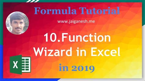 Function Wizard In Excel 2016 Formula Tutorial Ep10 Youtube