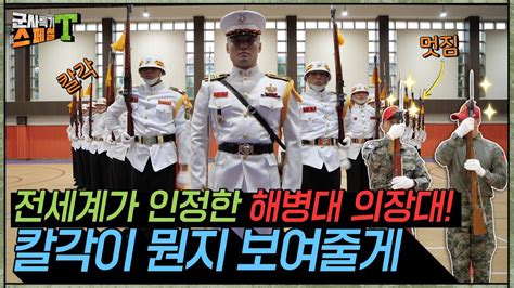 해병대 의장대 해병대의 전통과 명예의 상징 피와 땀이 녹아든 M1 개런드의 무게를 이겨내고 베일듯한 칼각의 주인공들