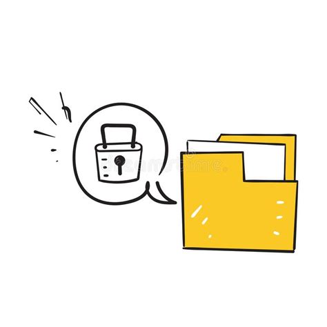 Hand Drawn Doodle And Padlock Symbol For Data Protection And Security Illustration Icon Stock