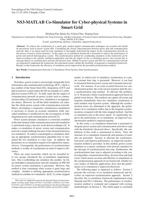 Pdf Ns3 Matlab Co Simulator For Cyber Physical Systems In Smart Grid