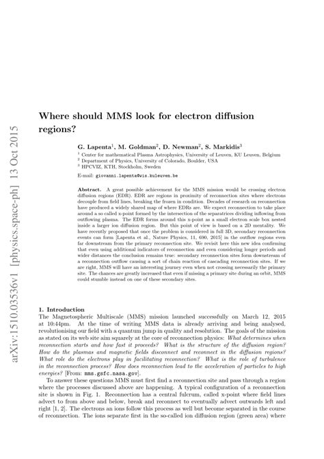 Pdf Where Should Mms Look For Electron Diffusion Regions
