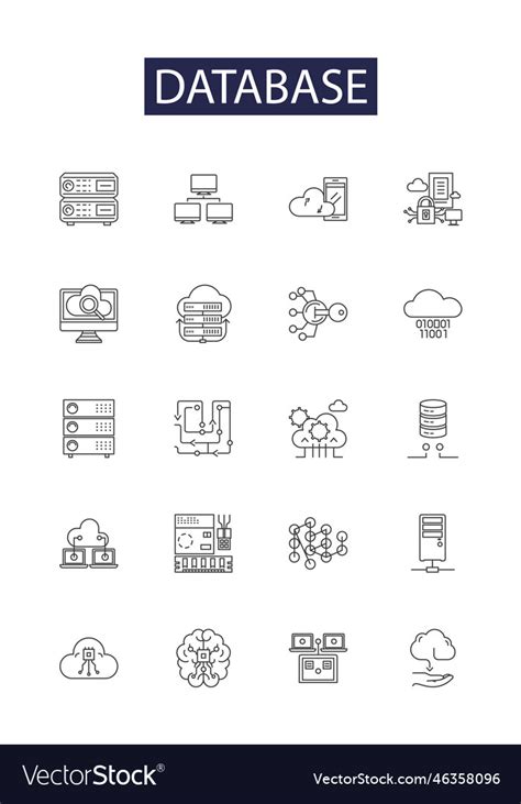 Database Line Icons And Signs Db Storage Vector Image