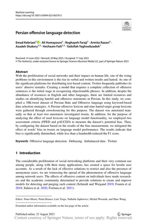 Persian Offensive Language Detection Request Pdf