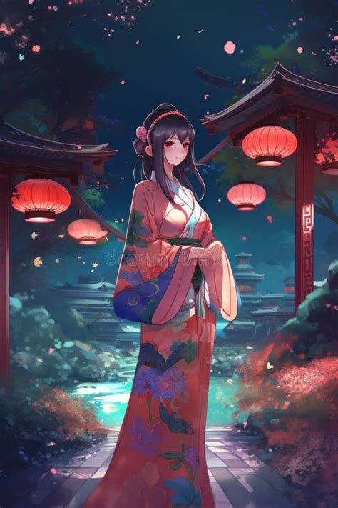 Rich Colors Luminism Anime Girl In Bio Luminescent Art Work Generative