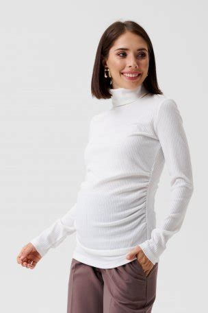 Джемпер для беременных и кормящих мам трикотажный белый / Happy Moms