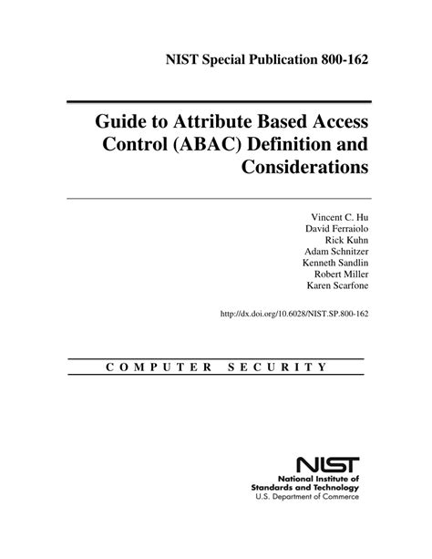 Pdf Guide To Attribute Based Access Control Abac Definition And Considerations