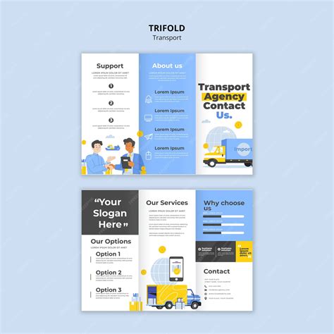 운송 트리폴드 브로셔 템플릿 디자인 무료 Psd 파일