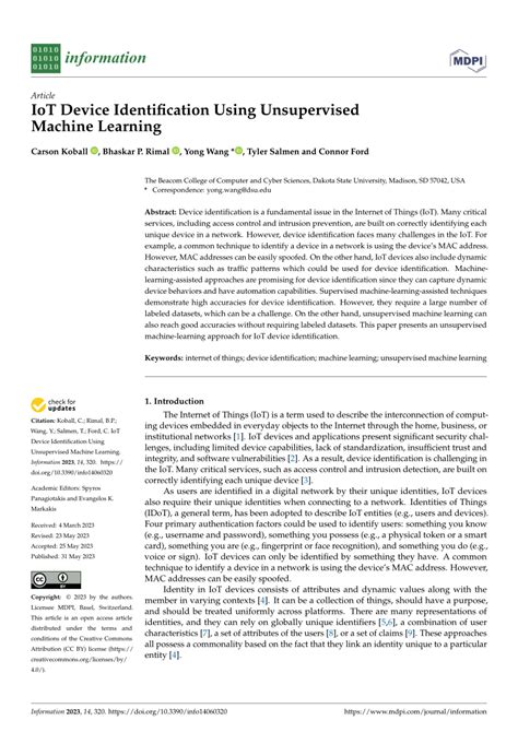 Pdf Iot Device Identification Using Unsupervised Machine Learning
